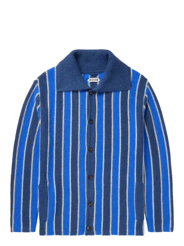 BODE Striped Mohair-blend Cardigan - Blue
