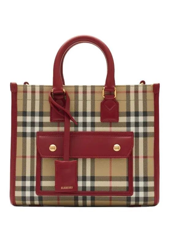 Burberry Mini Freya Tote - Archive Beige/ruby Red