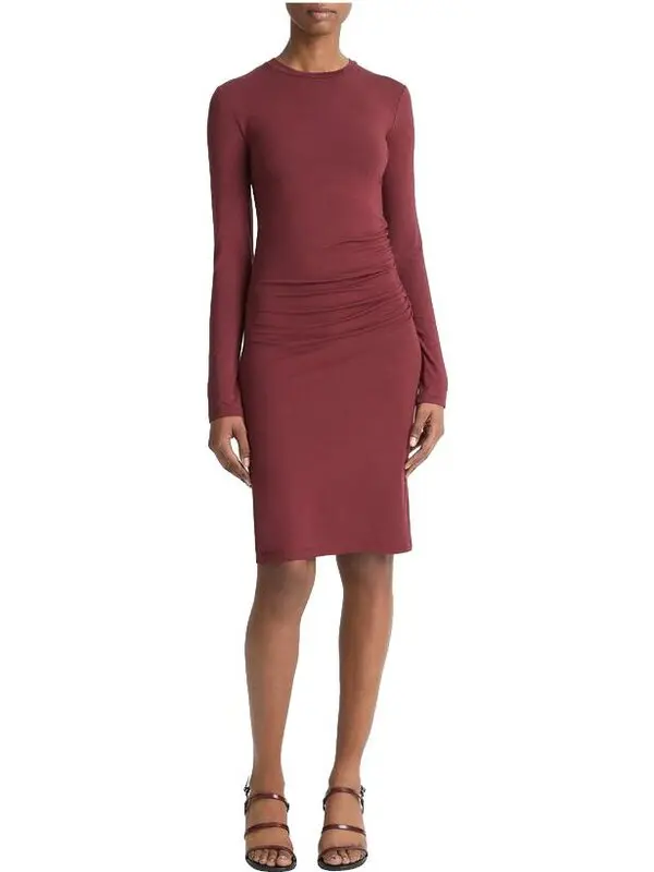 Vince Draped Long-sleeve Short Dress - Black