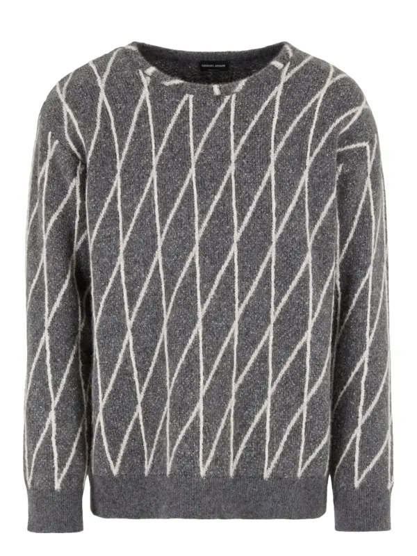 Giorgio Armani Diamond-intarsia Jumper - Grey