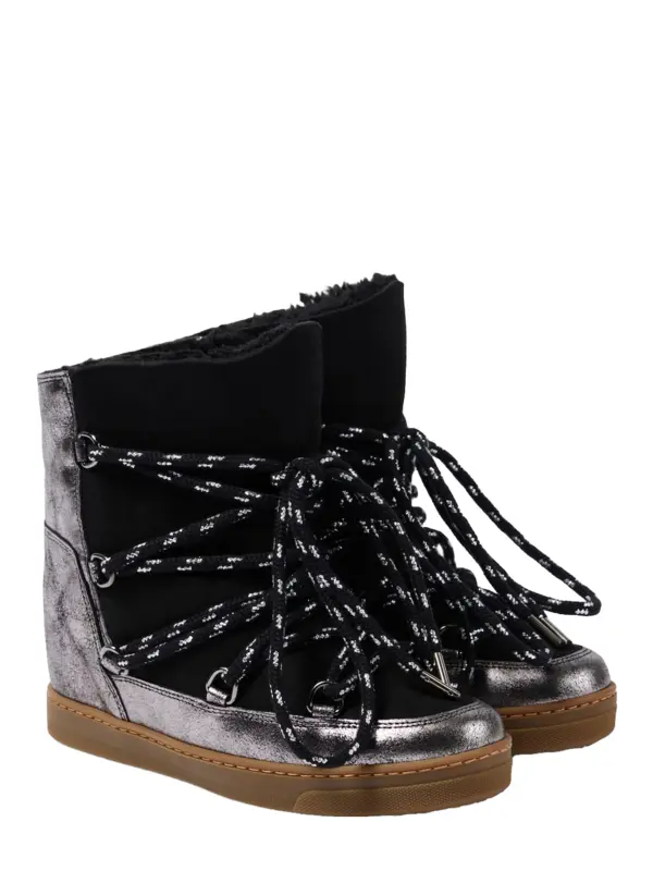 Isabel Marant Nowles Shearling-lined Leather Boots - Silver