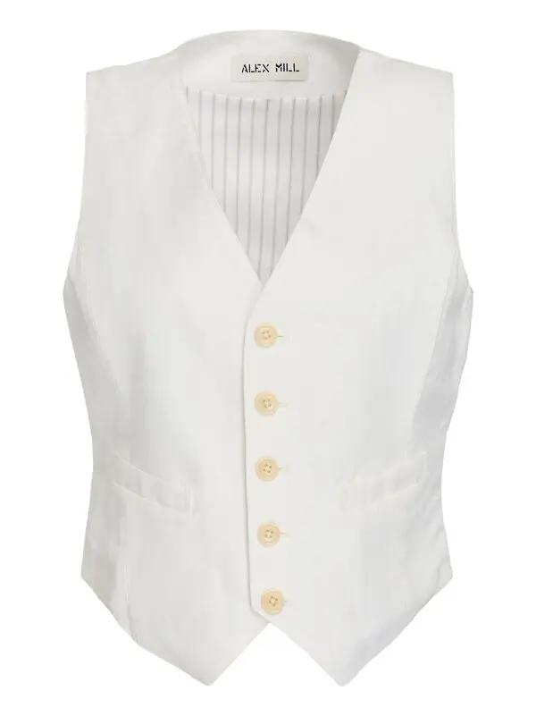 ALEX MILL Kam Linen-blend Twill Vest - White
