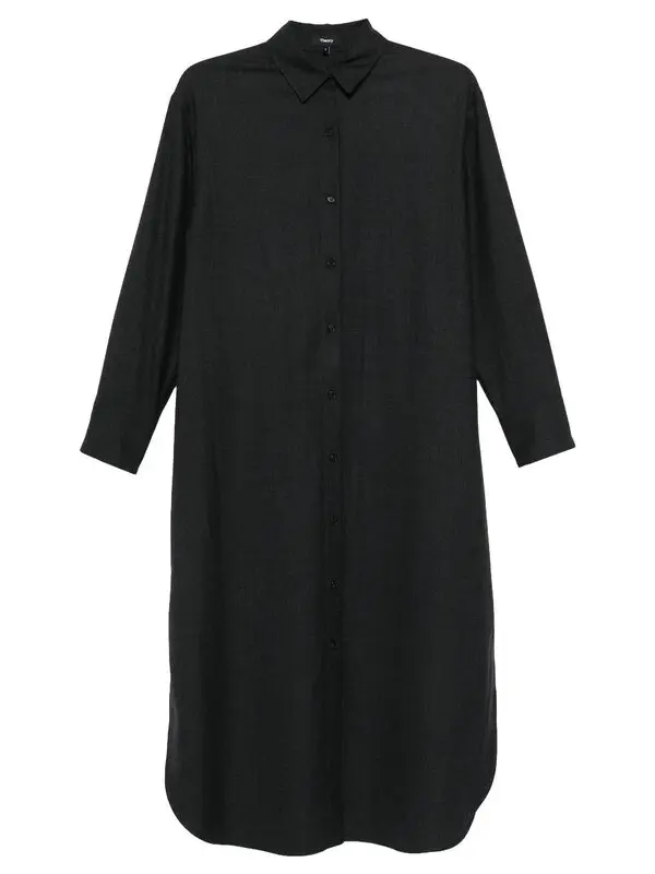 Theory Os Maxi Sd Wool Pl F - A08 Charcoal Melange