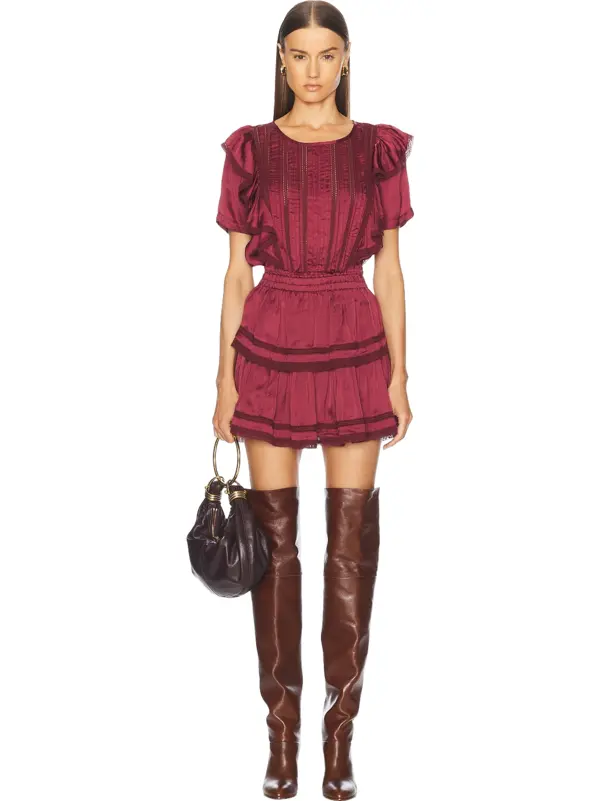LoveShackFancy Natasha Dress - Oxblood