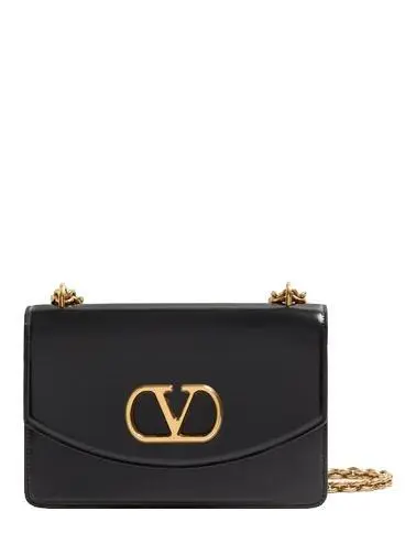 Valentino Garavani Vain Shoulder Bag In Shiny Calfskin - Black