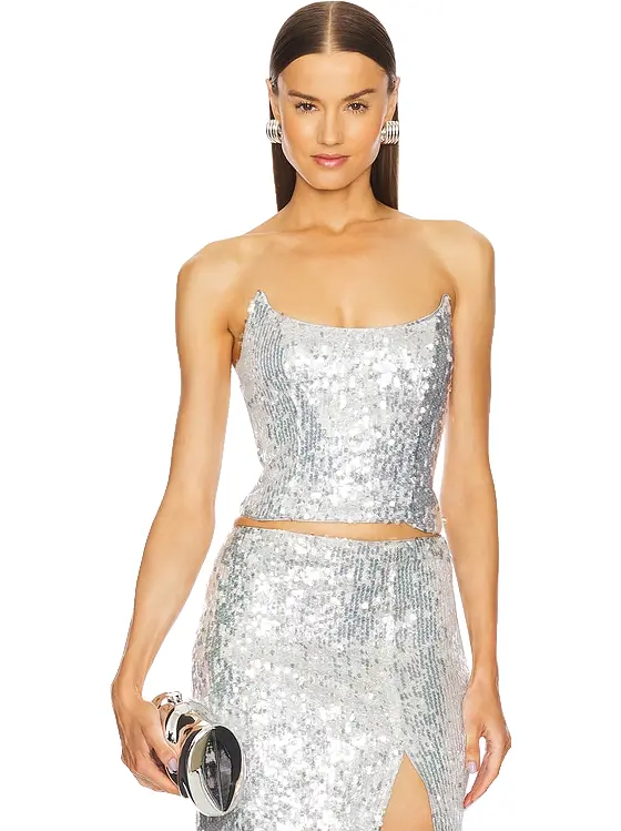 MICHAEL COSTELLO X Seona Metallic Top - Silver