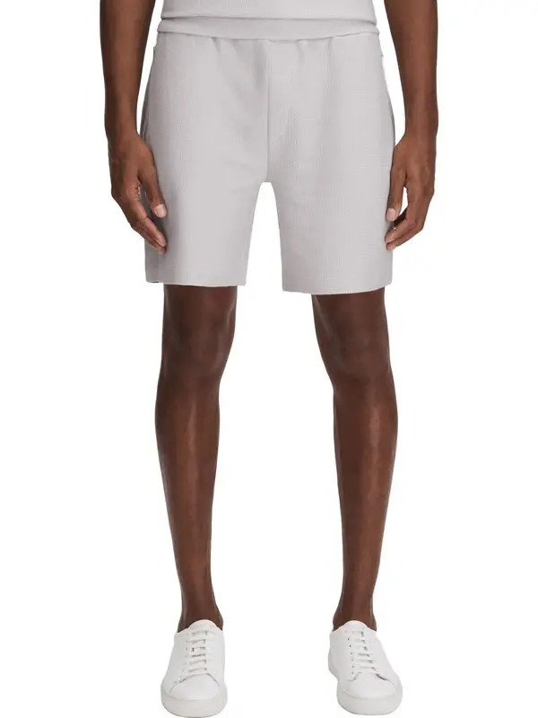 REISS Hester Textured Cotton Drawstring Shorts - Silver