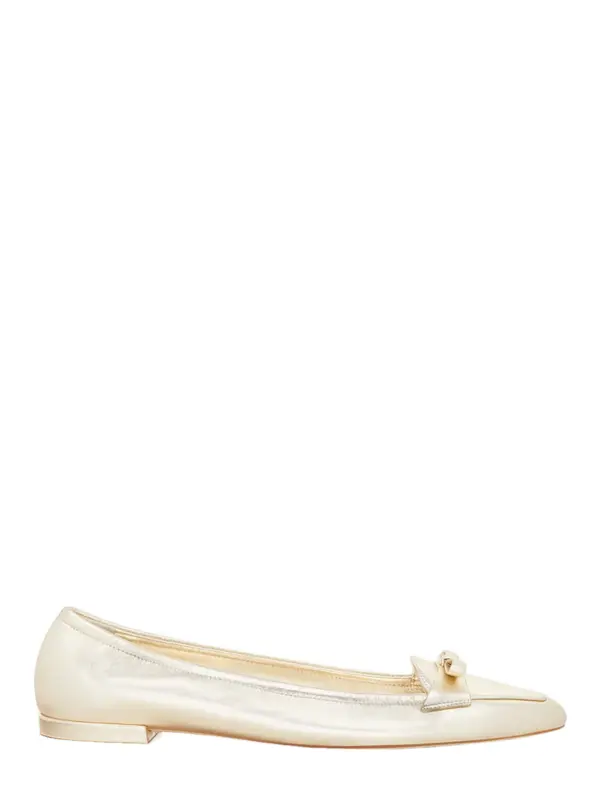 STUART WEITZMAN Tully Bow Ballerina Loafers - Light Gold