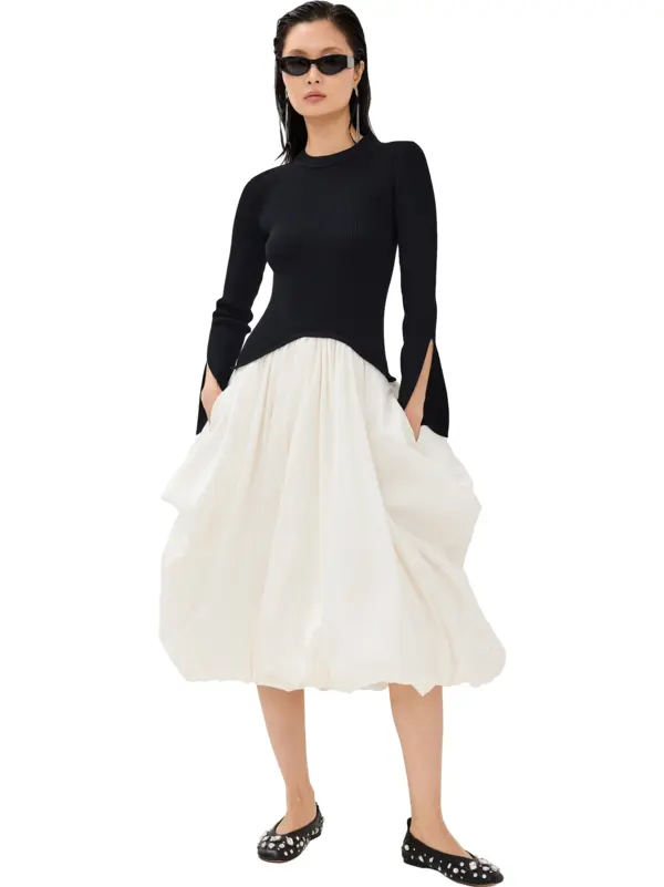 Simkhai Kenlie Mock Neck Midi Dress - Black Multi