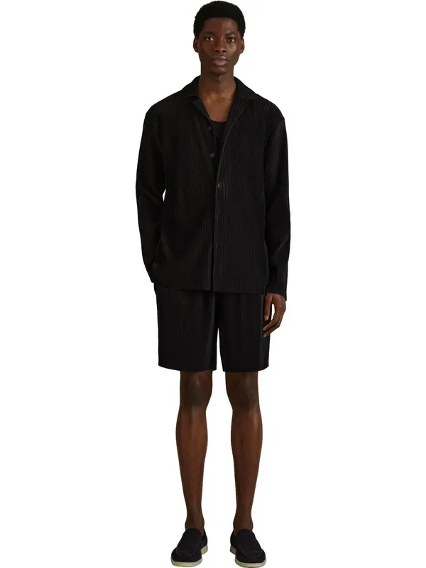 REISS Milos Plisse Shorts - Black