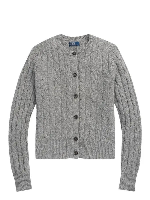 Ralph Lauren Cable-knit Cashmere Cardigan - Battalion Grey Heather