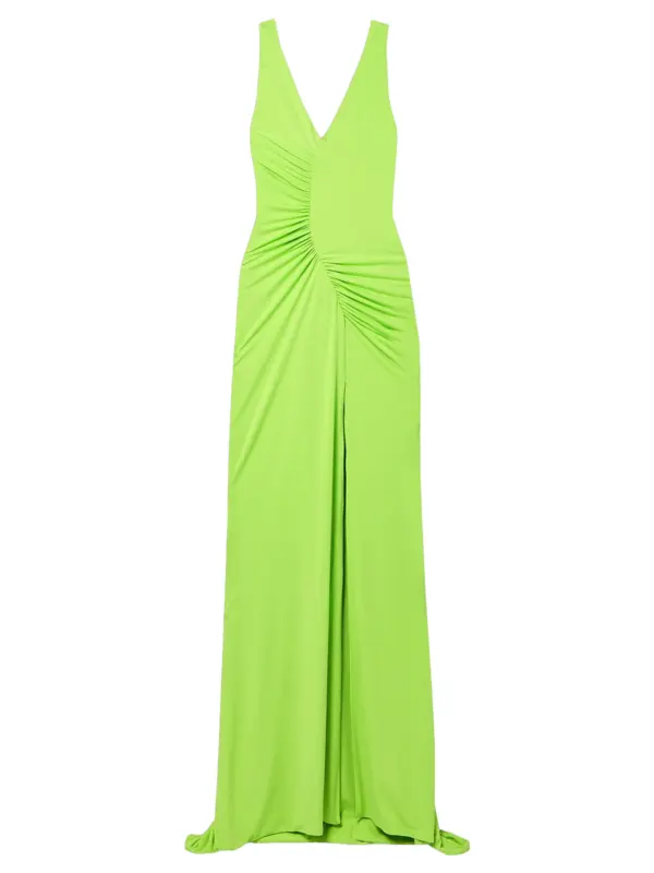 SERGIO HUDSON Ruched Stretch-jersey Gown - Bright Green