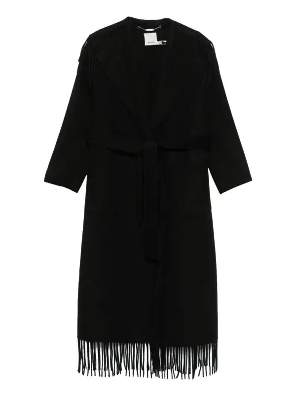 Simkhai Fringed Long Coat - Black
