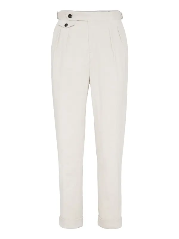 Brunello Cucinelli Cotton-cashmere Corduroy Trousers - White