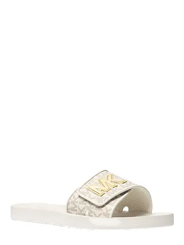 Michael Kors Palmer Signature Logo Slides - Natural
