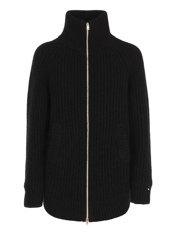 Herno Wool Cardigan With Nylon Interior - Black