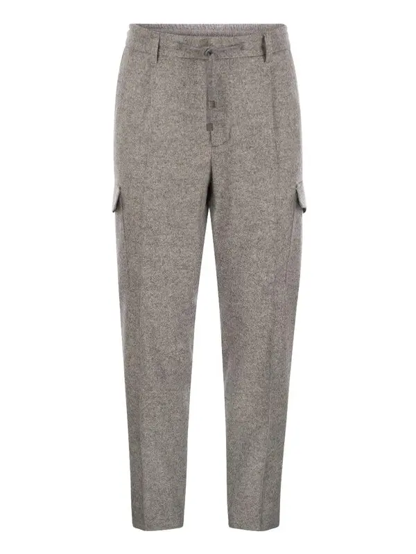 Peserico Wool, Silk And Cashmere Jogger Trousers - Grey