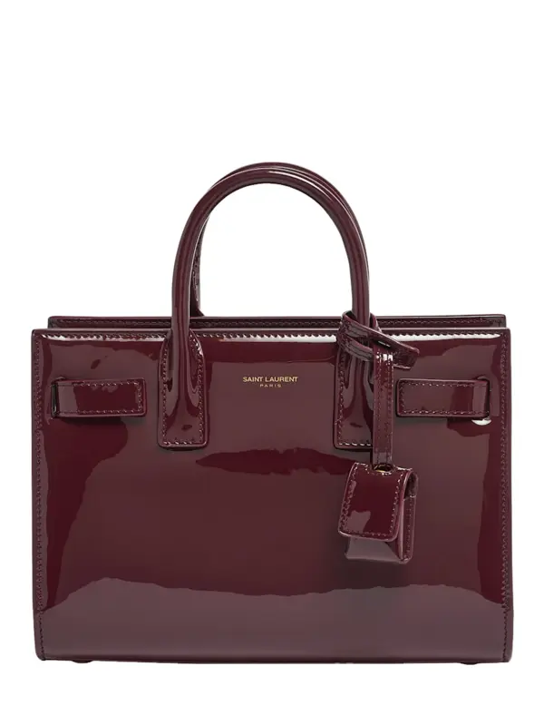 Saint Laurent Sac De Jour Nano Bag In Patent Leather - Dark Red Wine