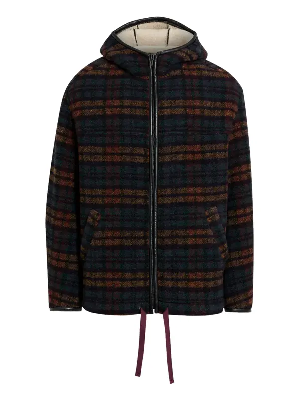 Isabel Marant Kurtis Checked Wool-blend Fleece Hooded Jacket - Dark Green