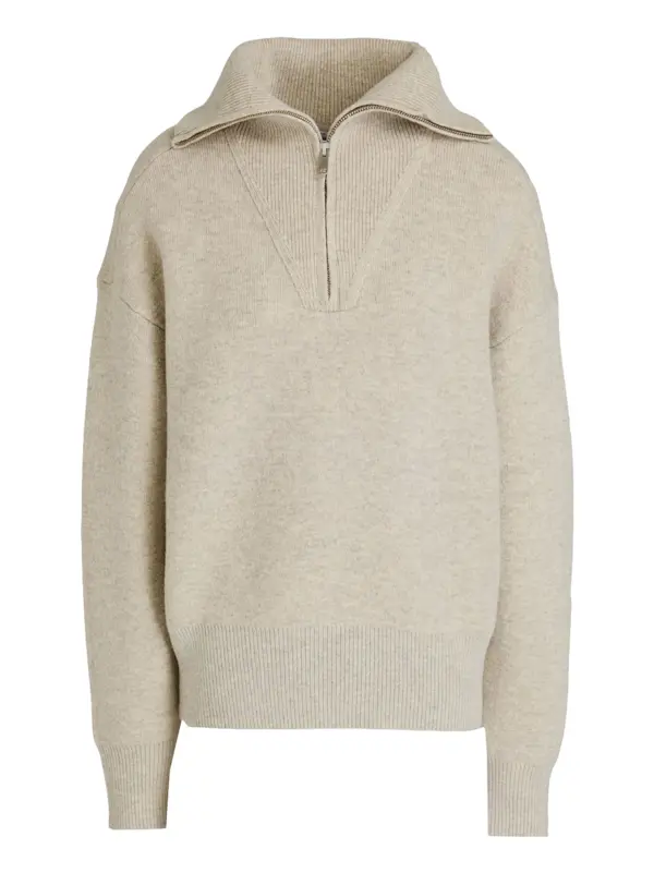 MARANT ETOILE Lewin Merino Wool-blend Half-zip Sweater - Beige