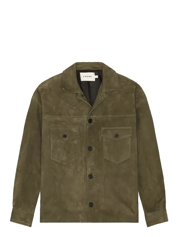 FRAME Clean Suede Jacket - Dark Olive