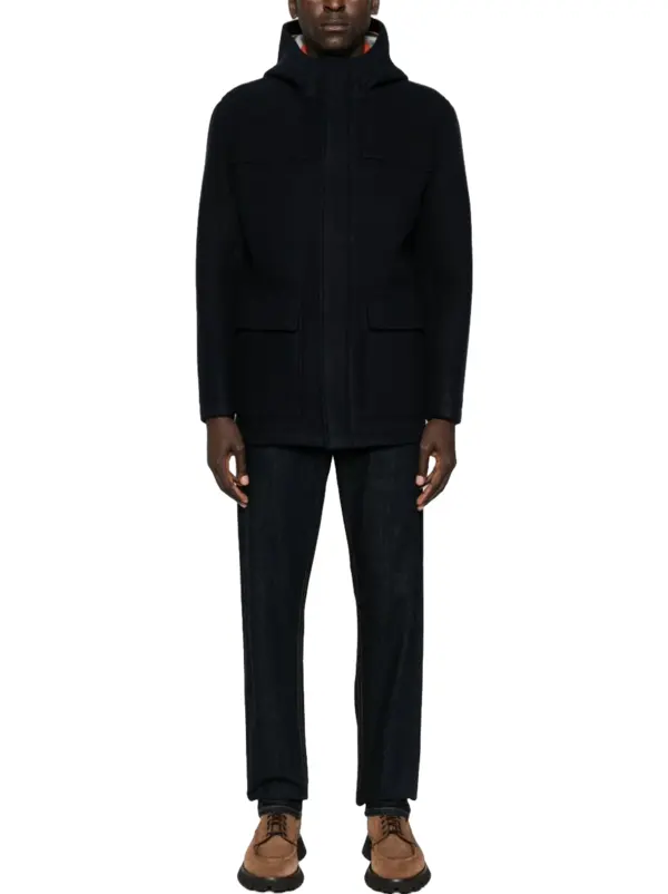 MANUEL RITZ Hooded Felted Coat - Blue