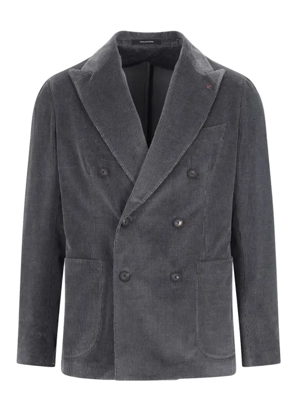 Tagliatore Brooch-embellished Corduroy Blazer - Grey