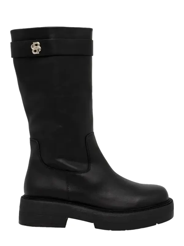 Hugo Boss Logo-plaque Leather Boots - Black