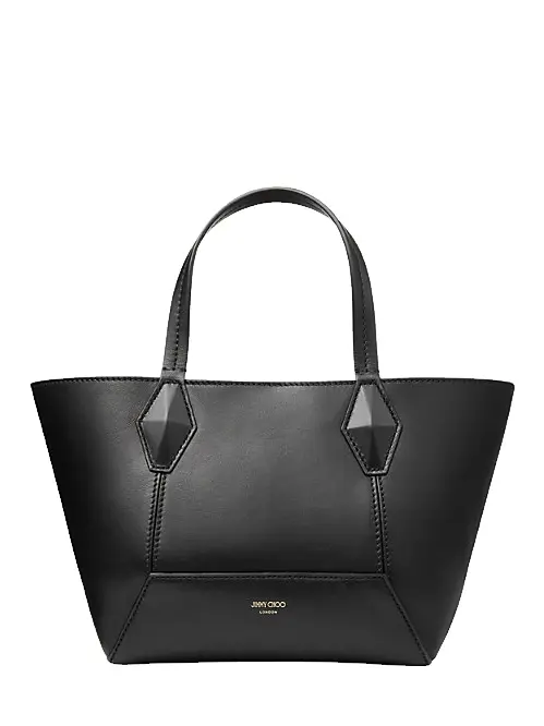 JIMMY CHOO Diamond Logo-embossed Leather Tote - Black