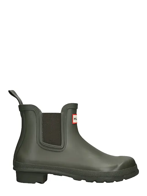 Hunter Original Logo-print Rubber Chelsea Ankle Boots - Dark Green