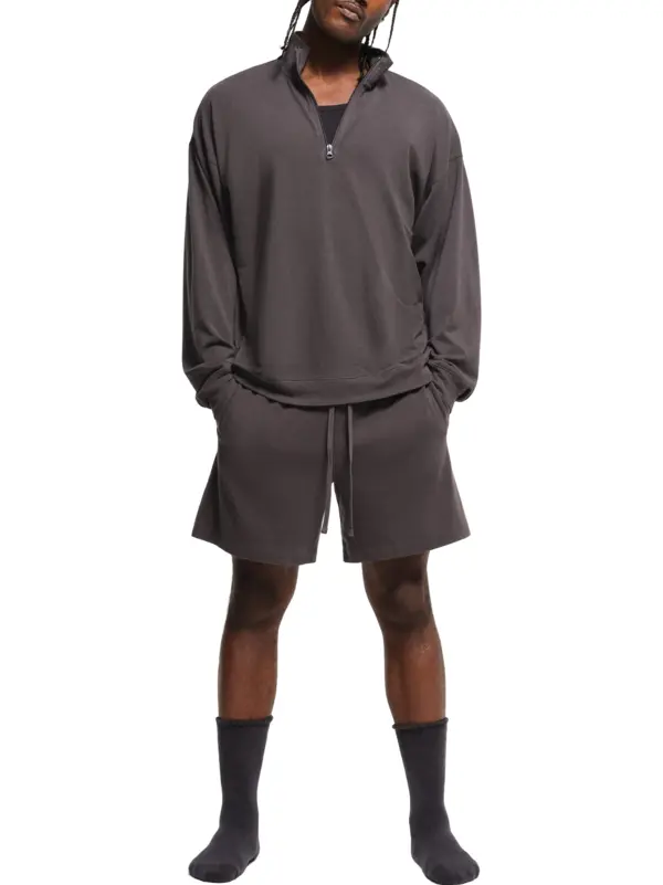 SKIMS Jersey Lounge Relaxed Quarter Zip Pullover - Ash