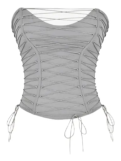 House Of Cb Mirabelle Lace-up Cotton-blend Corset - Smoke