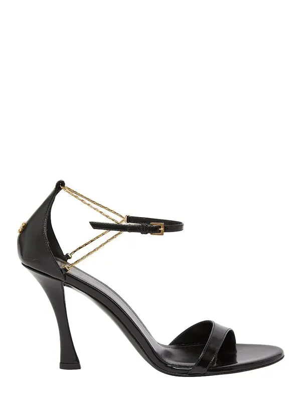Givenchy Liquid 4g Leather Ankle-strap Sandals - Black/gold