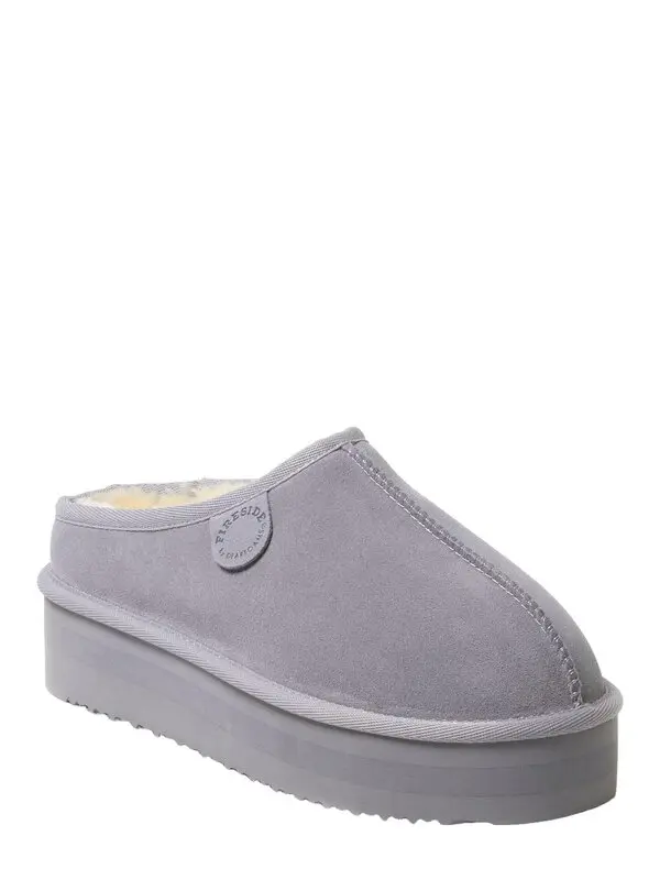 DEARFOAMS Fireside Queenstown Shearling Platform Clog Slipper - Sleet
