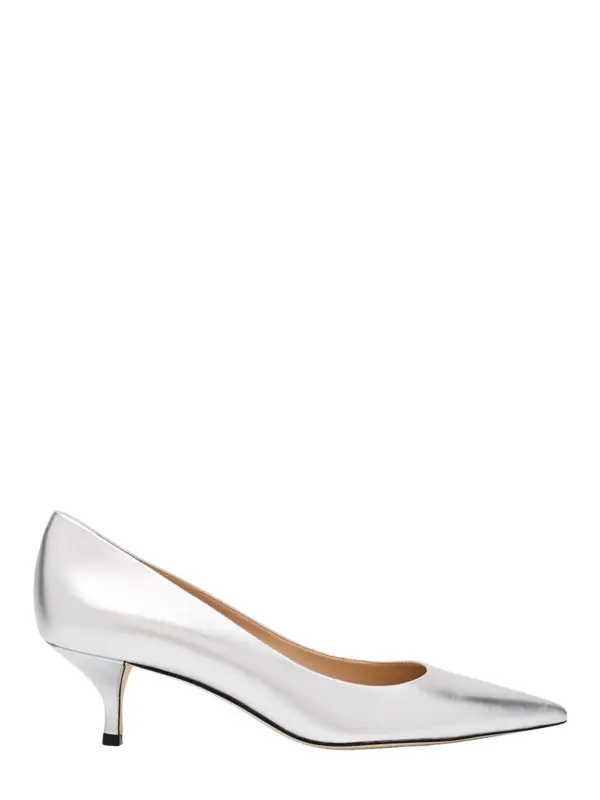 STUART WEITZMAN Metallic Leather Kitten-heel Pumps - Silver