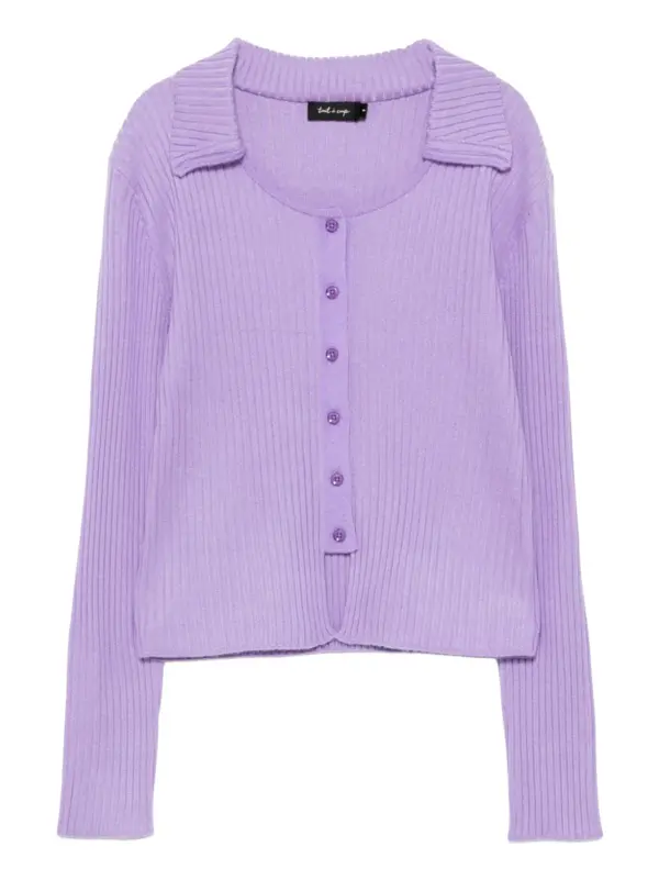 TOUT A COUP Cutout Knitted Top - Purple