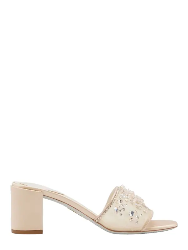 Rene Caovilla 80mm Crystal-embellished Mules - Neutrals