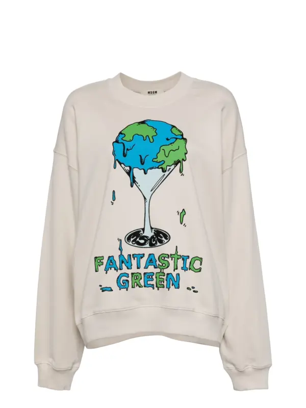 MSGM Graphic-printed Sweatshirt - Neutrals