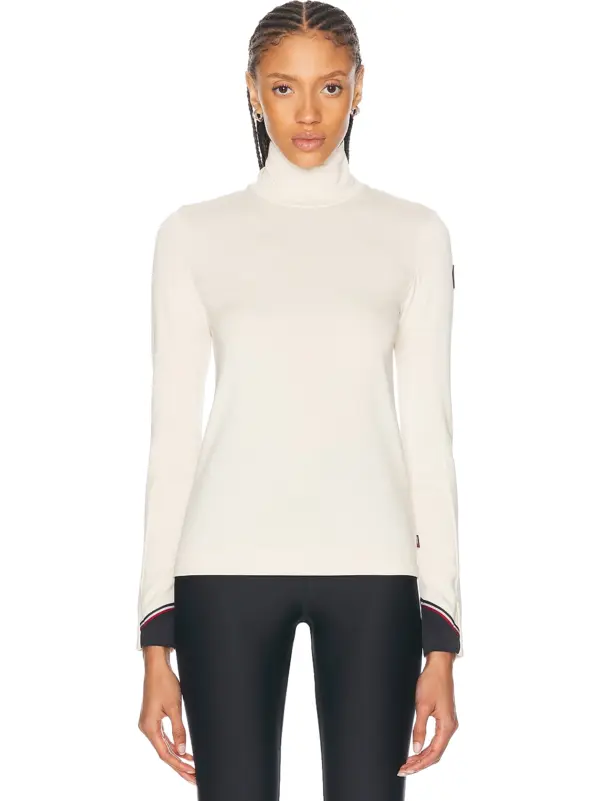 Moncler Long Sleeve Turtleneck Top - Beige