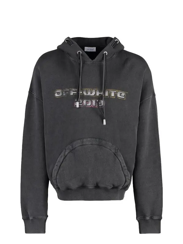 Off-White Logo Print Hoodie - Grey