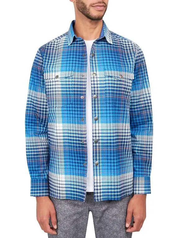 BROOKLYN BRIGADE Plaid Cotton Shirt Jacket - Blue