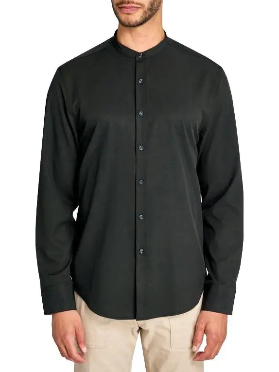 BROOKLYN BRIGADE Recycled Performance Stand Collar Shirt - Black