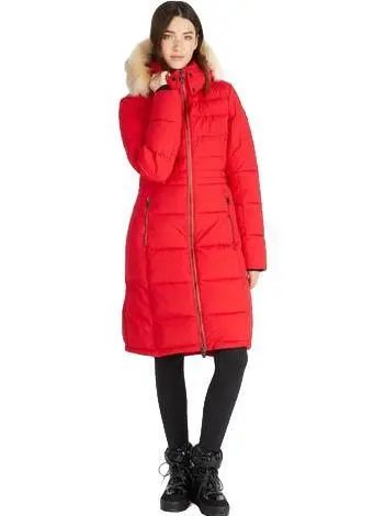 Pajar Jupiter Stretch Long Quilted Puffer - Current Red