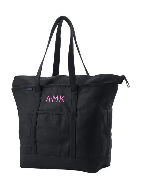 LANDS' END Canvas Tote Bag With Zip Top - Black/black