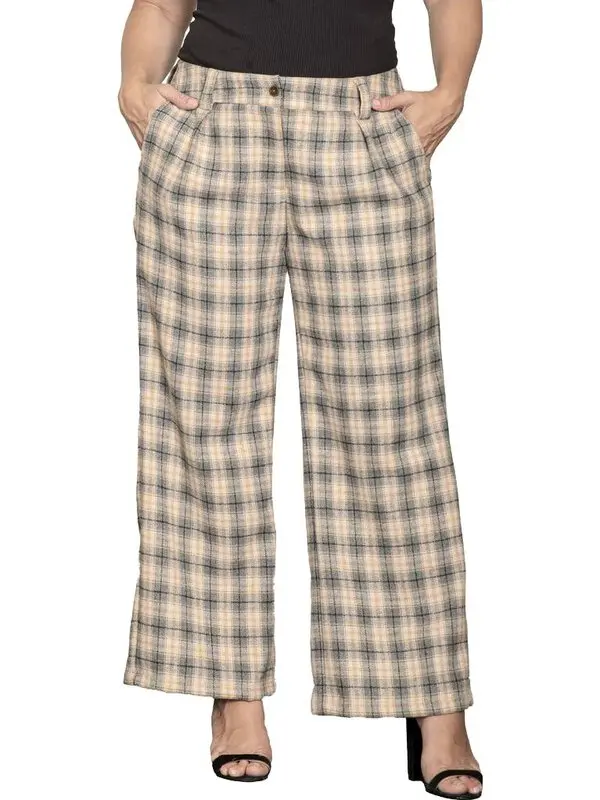 STANDARDS & PRACTICES Wide-leg Trousers - Plaid
