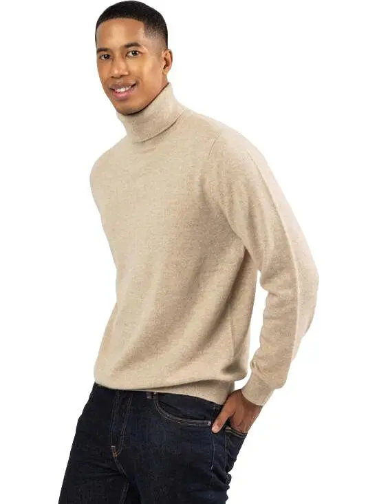Gobi Cashmere Essential Cashmere Turtleneck Sweater - Warm Grey