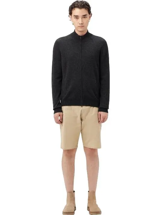 Gobi Cashmere Gobi Mongolian Cashmere Full-zip Stand Collar Cardigan - Charcoal