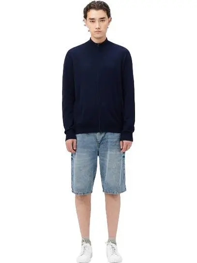 Gobi Cashmere Gobi Mongolian Cashmere Full-zip Stand Collar Cardigan - Navy