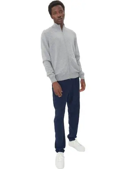 Gobi Cashmere Gobi Mongolian Cashmere Full-zip Stand Collar Cardigan - Vapor Blue