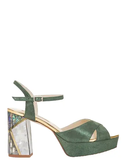 FREYA ROSE Zahra Verde Pearl Heel Sandal - Green